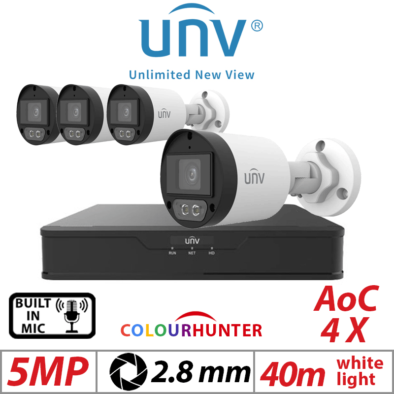 5MP 8CH UNIVIEW - 4X UNIVIEW COLOR HUNTER - 24/7 COLOR- HD FIXED MINI BULLET ANALOG WITH BUILT ...